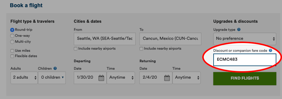 Flight Discount Code – Angela and Ari